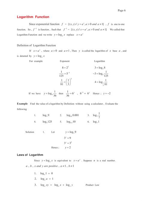 exponential and logarithm function pdf