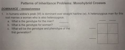Solved Patterns Of Inheritance Problems Monohybrid Crosses Dominance Recessiveness 1 In