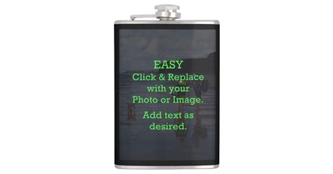 easy click and replace image to create your own hip flask zazzle