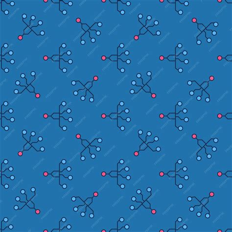 Premium Vector Neural Network Technology Vector Colored Seamless Pattern