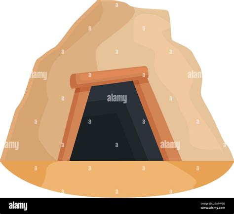 Mine Factory Icon Cartoon Vector Coal Mining Extraction Shaft Plant Rock Mine Factory Icon