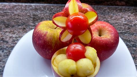 Easy Apple Fruit Carving Garnish Carvingart Fruitcarving Platingideas Fruitart Fruit Youtube