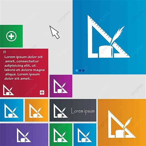 Vector Illustration Of A Modern Website Interface Featuring Pencil And Ruler Icons As Buttons
