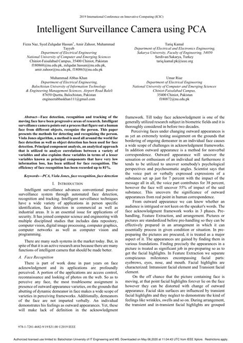 Pdf Intelligent Surveillance Camera Using Pca