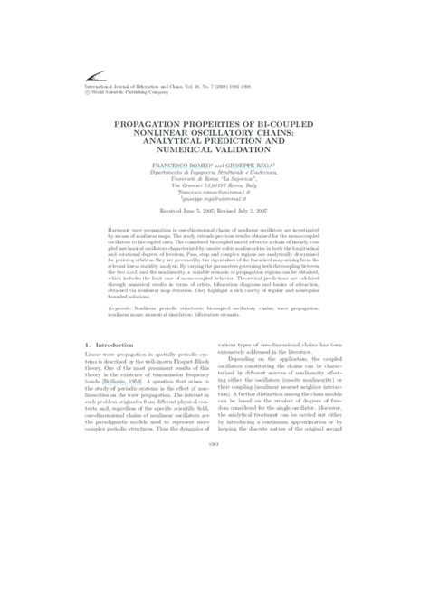 Pdf Propagation Properties Of Bi Coupled Nonlinear Oscillatory Chains Analytical Prediction