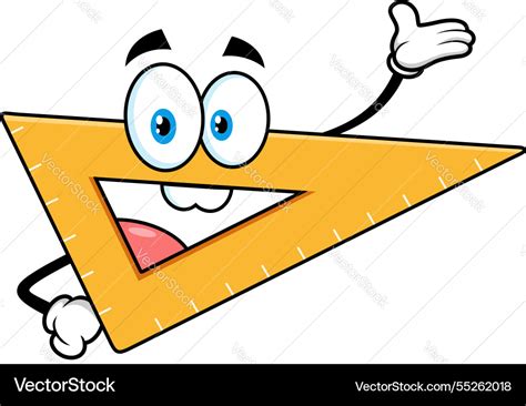 School Ruler Triangle Cartoon Character Royalty Free Vector