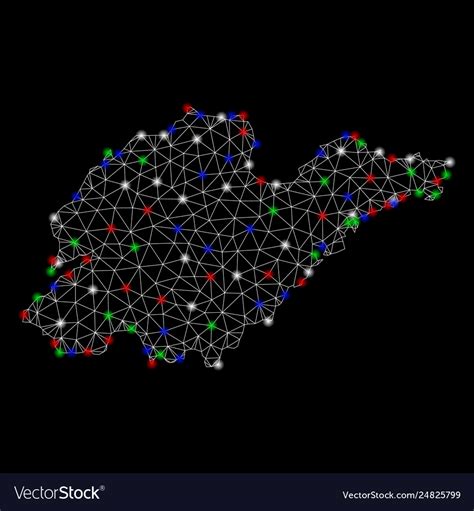 Bright Mesh Network Shandong Province Map Vector Image