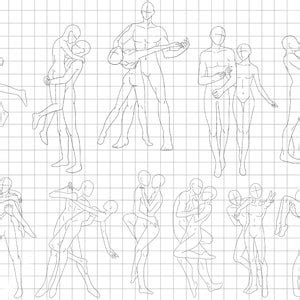 Procreate Couple Poses Stamp Brush 40 Anatomy Procreate Body Guides Anime Body Procreate Manga