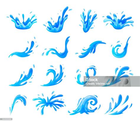 세트 만화 튀김 및 방울 벡터 플랫 일러스트 레이션 떨어지는 액체 공급 물 또는 기름 유출 물에 대한 스톡 벡터 아트 및 기타