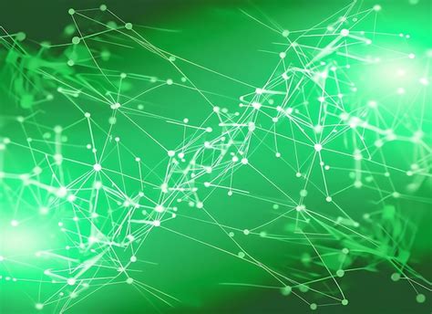 Premium Ai Image Abstract Background With Green Moving Lines And Dots Network Connection