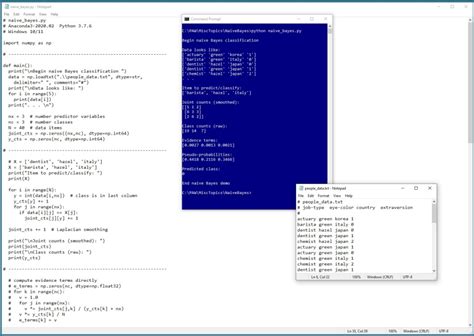 Naivebayesrawpython37demorun James D Mccaffrey