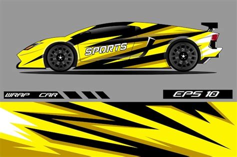 스포츠카 스티커 랩 데칼 디자인 프리미엄 벡터