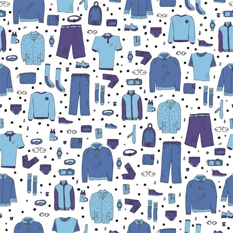 Premium Vector Seamless Pattern Of Men Clothes And Accessories