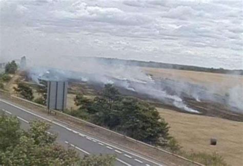 A14 At Exning Shut After Field Fire Affects Visibility