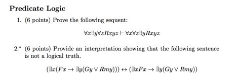 solved predicate logic 1 6 points prove the following