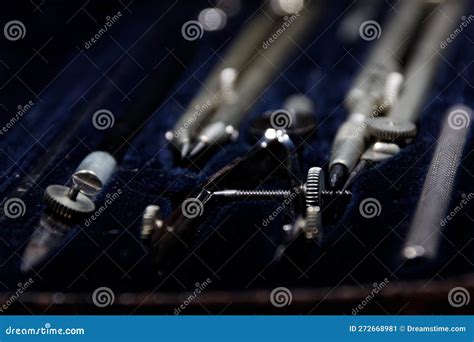 Set Of Divider Compass Inside A Box Stock Image Image Of Sign