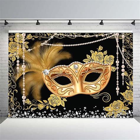Custom Masquerade Ball Backdrop Black Sliver Masquerade Party