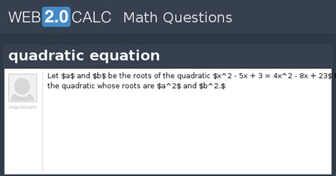 View Question Quadratic Equation