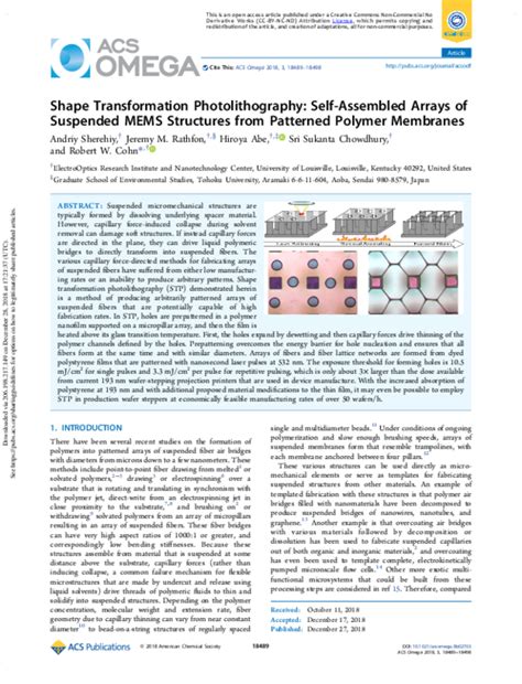 Pdf Shape Transformation Photolithography Self Assembled Arrays Of