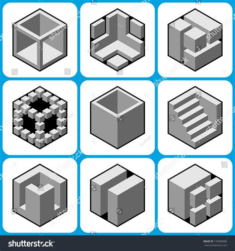 Cube Icons Set 8 Stock Vector Royalty Free 159058988 Shutterstock