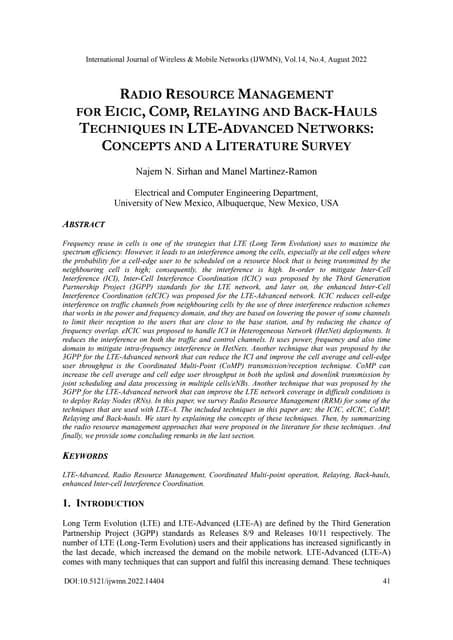 Radio Resource Management For Eicic Comp Relaying And Back Hauls Techniques In Lte Advanced