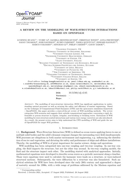 PDF A Review On The Modelling Of Wave Structure Interactions Based On OpenFOAM