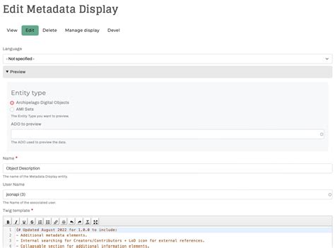Metadata Display Preview Archipelago Documentation