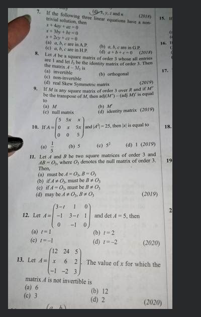 Let A And B Be Two Square Matrices Of Order 3 And Abo3 Where O3 Denot
