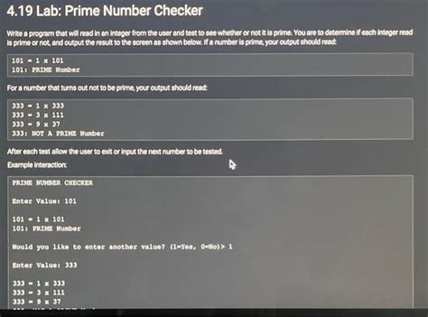 solved 4 19 lab prime number checker write a program that