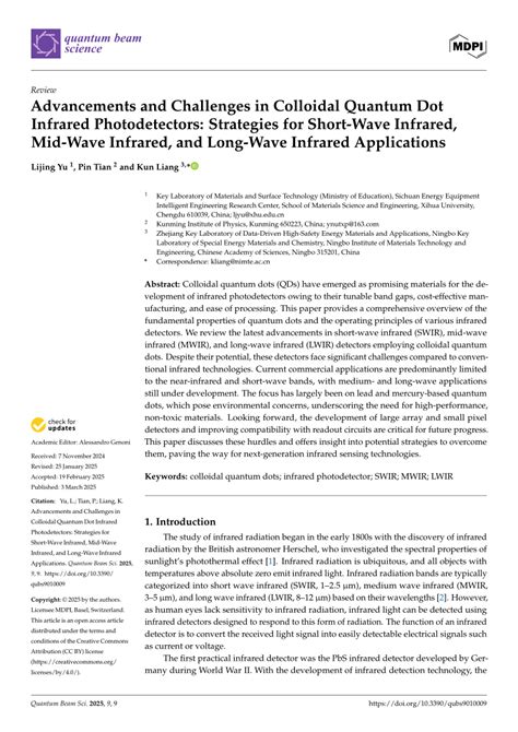 Pdf Advancements And Challenges In Colloidal Quantum Dot Infrared Photodetectors Strategies