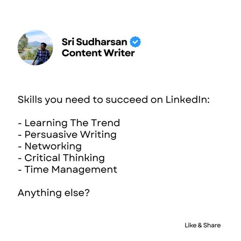 Sri Sudharsan Content Writer On Linkedin Linkedinsuccess
