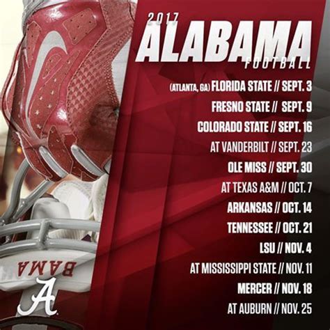 2017 Alabama Crimson Tide Football Schedule With Images Alabama