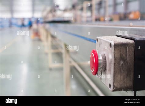 Emergency Stop Button Line Assembly Stock Photo Alamy