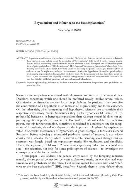 Pdf Bayesianism And Inference To The Best Explanation