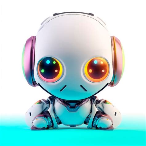 premium photo little cute robot funny virtual assistant bot isolated