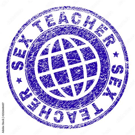 Sex Teacher Stamp Print With Grunge Texture Blue Vector Rubber Seal