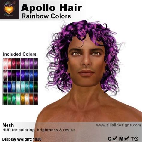 Second Life Marketplace Aanda Apollo Hair Rainbow Colors V2