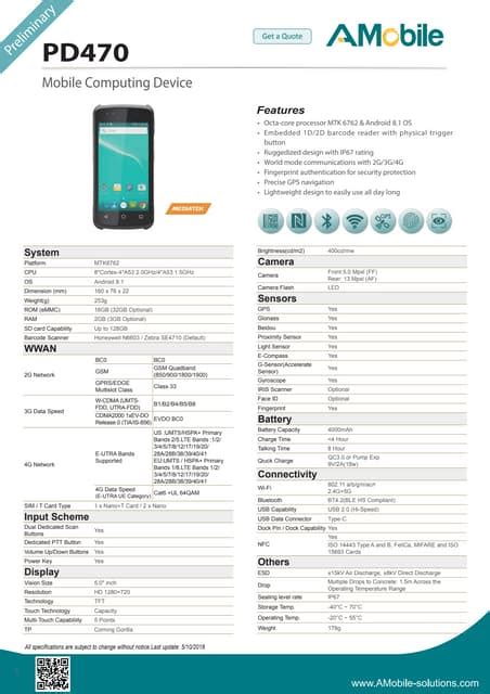 Mobile Computing Device By Amobile Pd470 Pdf