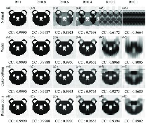 The Reconstructed Bear Images Using Different Orderings Hadamard