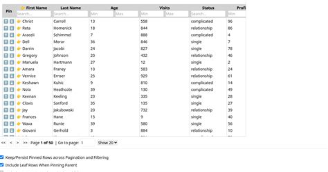 Tanstack Table Example Row Pinning Codesandbox
