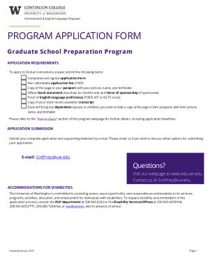 Fillable Online Program Application Form Graduate Babe Prepartion Program Application Form