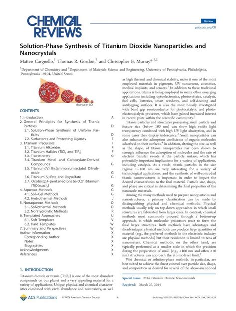Pdf Solution Phase Synthesis Of Titanium Dioxide Nanoparticles And Nanocrystals Dokumen Tips