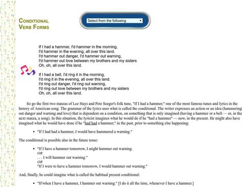Guide To Grammar And Writing Conditional Verb Forms Handout For 9th
