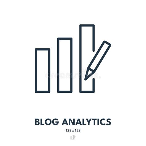 Blog Analytics Icon Copywriting Blogging Statistics Editable Stroke Vector Icon Stock