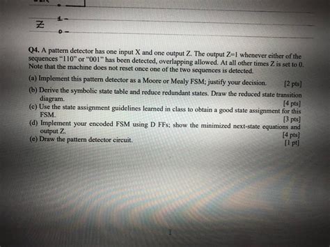 Solved Z Q4 A Pattern Detector Has One Input X And One Output Z