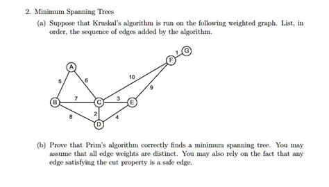 2 Minimum Spanning Trees A Suppose That Kruskals Algorithm Is Run