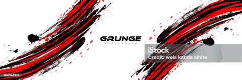 Halftone Effect가 있는 추상적인 빨간색과 검은색 브러시 배경 배너 포스터 또는 스포츠 배경에 대한 브러시 스트로크 그림입니다 디자인을 위한 스크래치 및 질감