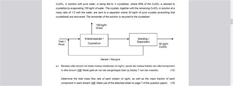 Solved Cuso4 In Solution With Pure Water Is Being Fed To