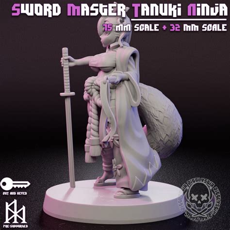 D Printable Sword Master Tanuki Ninja By Jigglystix