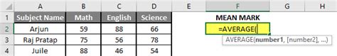 How To Find Mean In Excel Calculating Mean For Different Data Sets